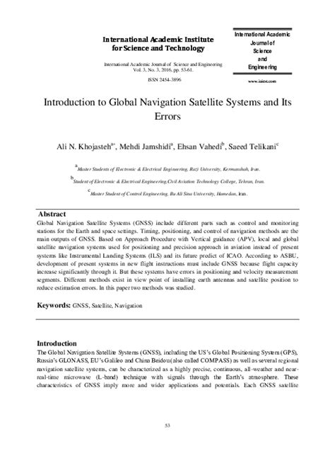 Pdf Introduction To Global Navigation Satellite Systems And Its Errors