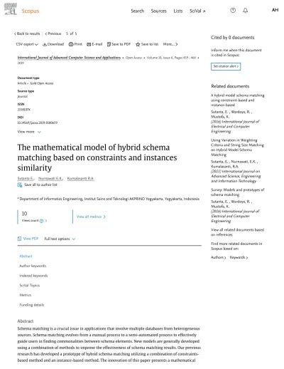 the mathematical model of hybrid schema matching based on constraints