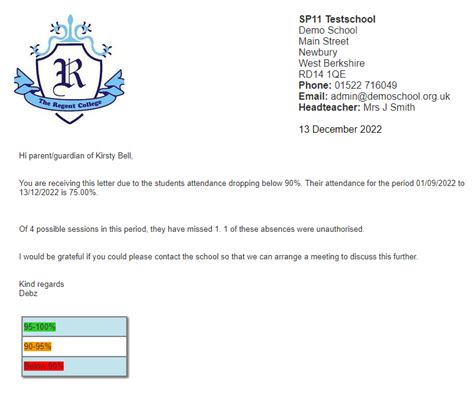 Colour Missing In Attendance Letter Scholarpack