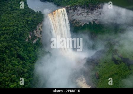 Aerial Of The Kaieteur Falls Potaro River Guyana South America Stock