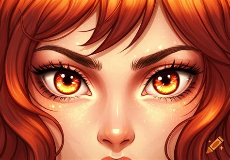 Close Up Stylized Illustration Of A Person With Orange Red Hair Fiery