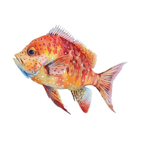 Premium Vector Long Eared Sunfish Vector Illustration In Watercolour