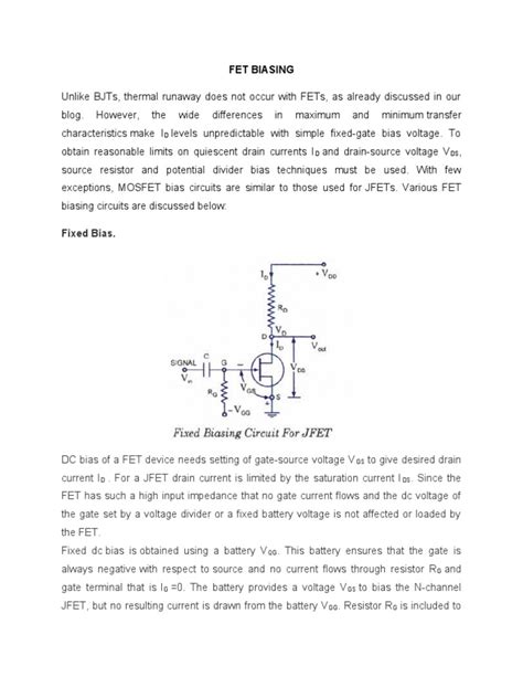 Fixed Bias Fet Biasing Download Free Pdf Field Effect Transistor Voltage