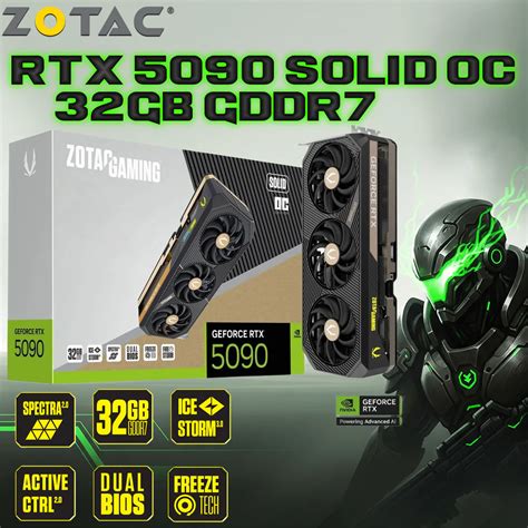 Zotac Gaming Geforce Rtx 5090 Solid Oc 32gb Gddr7 21760 Cuda Cores Pcie 5 0 Icestorm 3 0