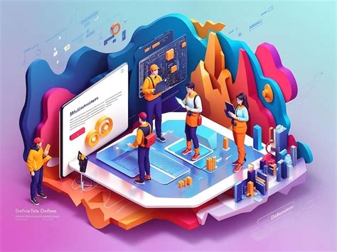 premium ai image developers team concept 3d isometric web landing