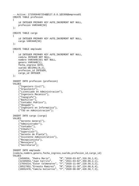 Practica Sql Varias Tablas Pdf Sql Diseño De Software