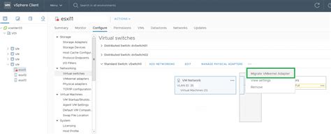 migrate esxi vmkernel port group to a vsphere standard switch