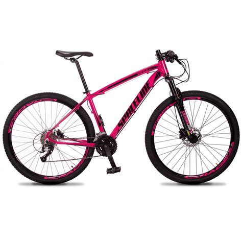 Bicicleta Aro 29 Spaceline Vega 27v Freio Hidráulico Rosa E Preto No