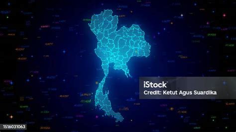 미래 지향적인 파란색 다채로운 반짝이는 디지털 기술 Hud 점 모자이크 그리드 태국 지도 별도의 지역 숫자 기술로 빛 스캐닝 0명에 대한 스톡 벡터 아트 및 기타 이미지