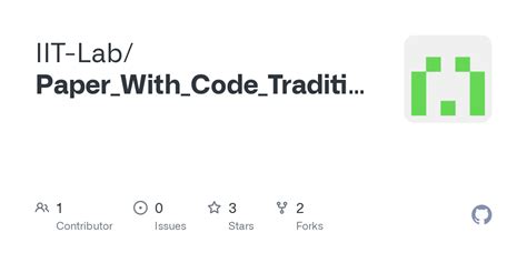 Github Iit Lab Paper With Code Traditional Solution