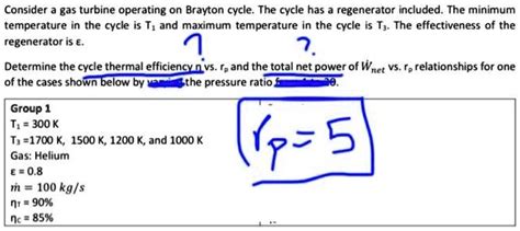 solved consider a gas turbine operating on the brayton cycle the