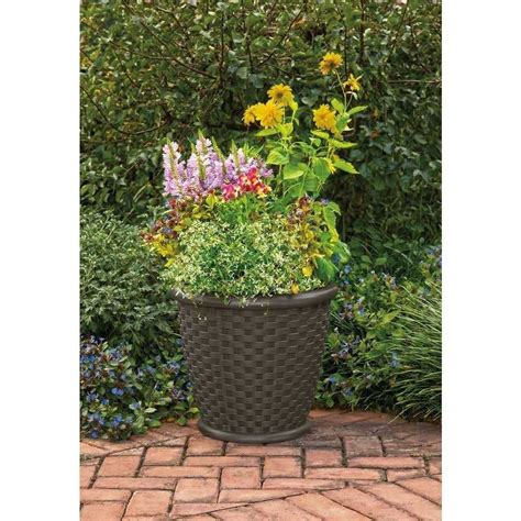 Suncast Resin Wicker Planter Home And Office Supplies Online Store