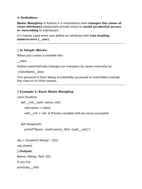 Name Mangling Pdf Inheritance Object Oriented Programming