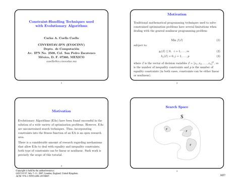 PDF Constraint Handling Techniques Used With Evolutionary Algorithms