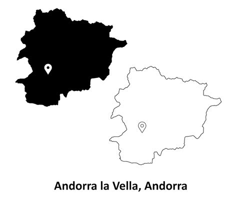 Andorra La Vella Andorra Country Map Capital City Location Pin Black