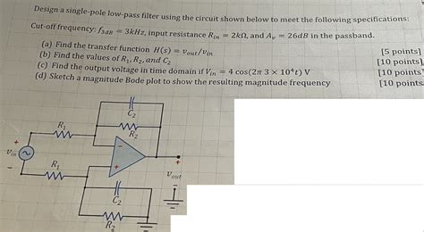 Solved Design A Single Pole Low Pass Filter Using The