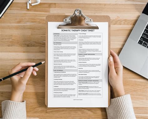Somatic Therapy Cheat Sheet Somatic Experiencing Somatic Psychotherapy Somatic Tools