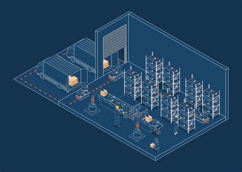 3d Isometric Automated Warehouse Robots And Smart Warehouse Technology