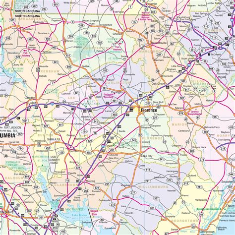 North Carolina Road Map Detailed 750x274