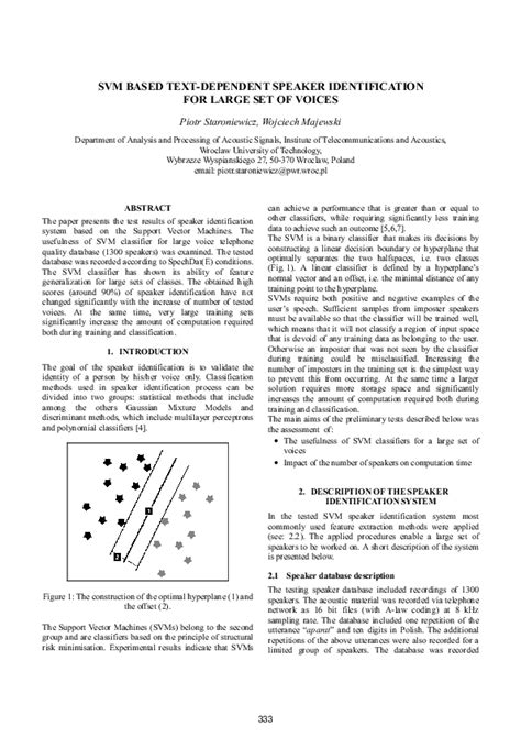 Pdf Svm Based Text Dependent Speaker Identification For Large Set Of Voices