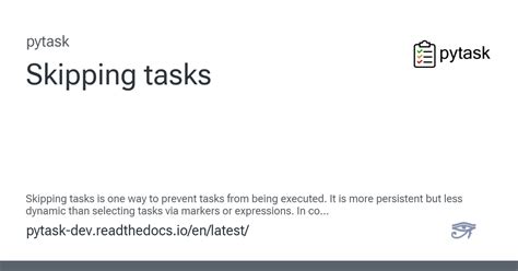 Skipping Tasks Pytask 056dev4ge3878e306 Documentation