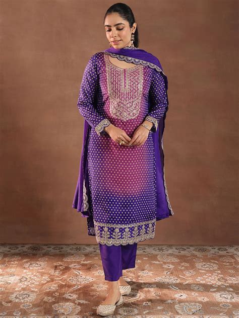 Buy Libas Women Bandhani Printed Regular Kurta With Trousers And With