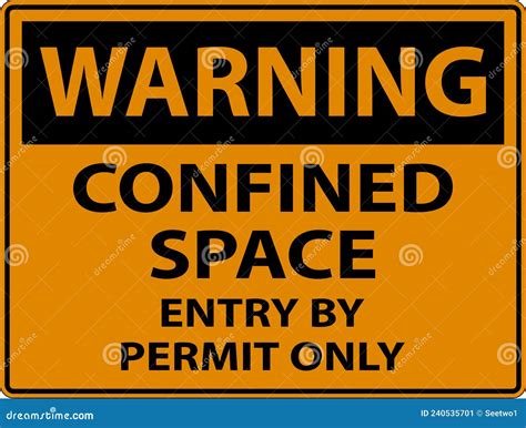 Warning Confined Space Entry By Permit Only Sign Cartoon Vector