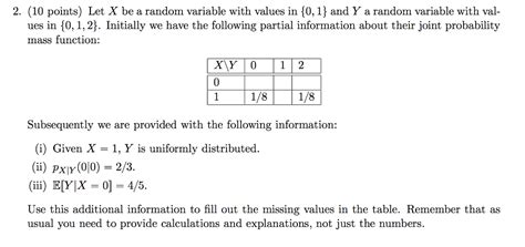 Solved 2 10 Points Let X Be A Random Variable With Values