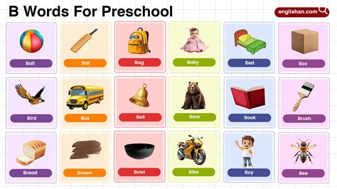 65 Preschool Words That Start With B In English