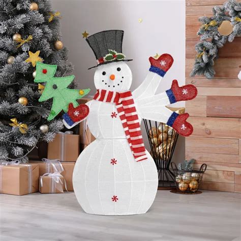 Dropship Lighted Snowman Christmas Yard Decorations Pre Lit 2d Snowman