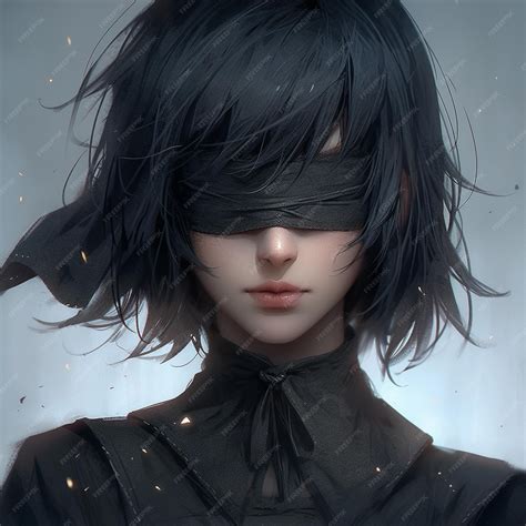 Premium Ai Image Anime Girl With Blindfolded Eyes And Black Hair In A