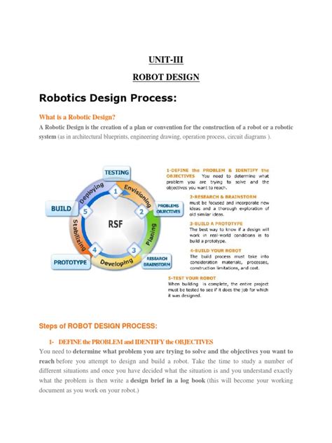 Robotics Design Process Unit Iii Robot Design Pdf Prototype Robot
