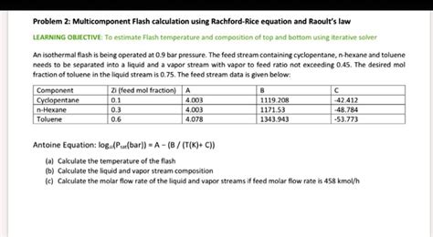 Problem 2 Multicomponent Flash Calculation Using