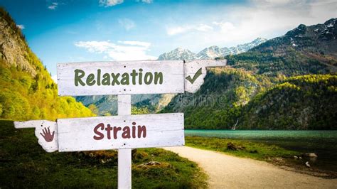 Street Sign To Relaxation Versus Strain Stock Image Image Of Yoga