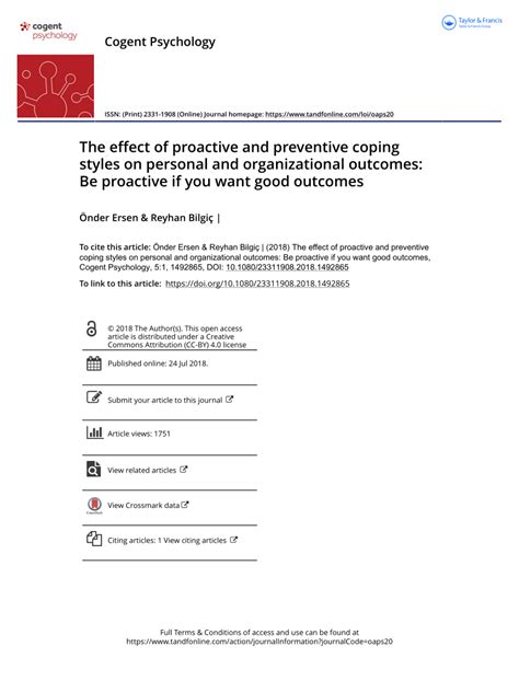 Pdf The Effect Of Proactive And Preventive Coping Styles On Personal