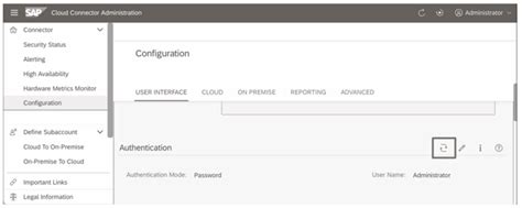 authentication methods for logging into sap s cloud connector