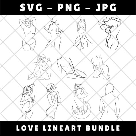 Love Line Art Svg Bundleline Vector Artwomen Line Art Svg Bundlenude