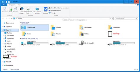 windows settings to this pc and navigation pane windows 10 forums