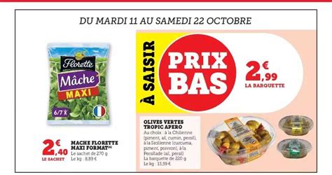 Promo Mâche Florette Maxi Format Olives Vertes Tropic Apéro Chez Hyper U Icataloguefr