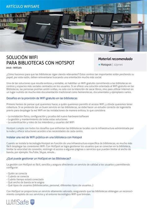 Solución Wifi Para Bibliotecas Con Hotspot ‣ Wifisafe ‣ Expertos En