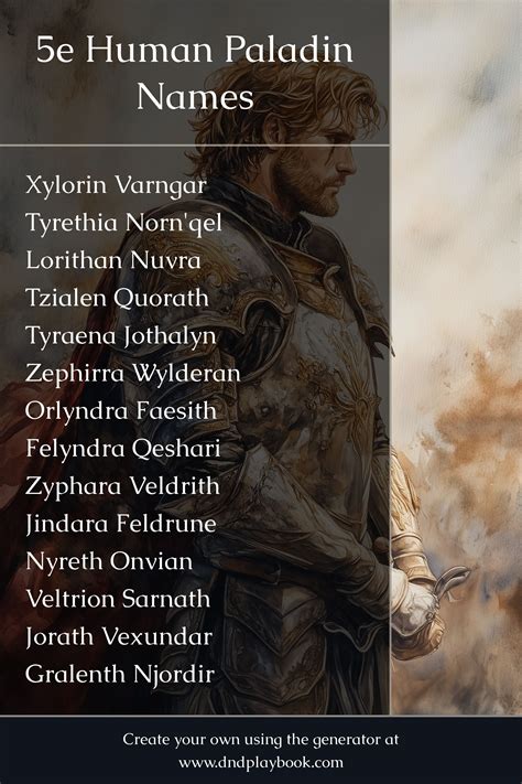 Best 13 5e Human Paladin Names Artofit