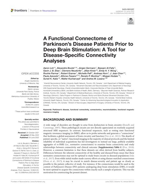 Pdf A Functional Connectome Of Parkinsons Disease Deep Brain