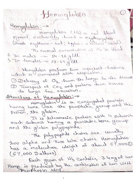 Hemoglobin Structure And Function Pdf
