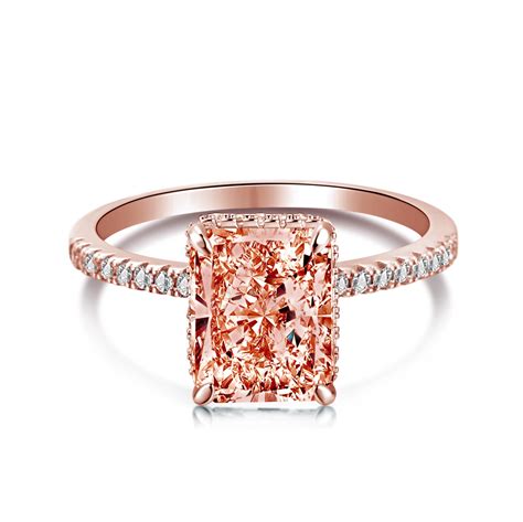 Celeste 350ct Radiant Cut Rose Gold Cz Ring Rose Gold Vermeil Silverly