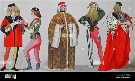 Clothing Fashion In Italy Venice Venetian Costumes Around 1485 From