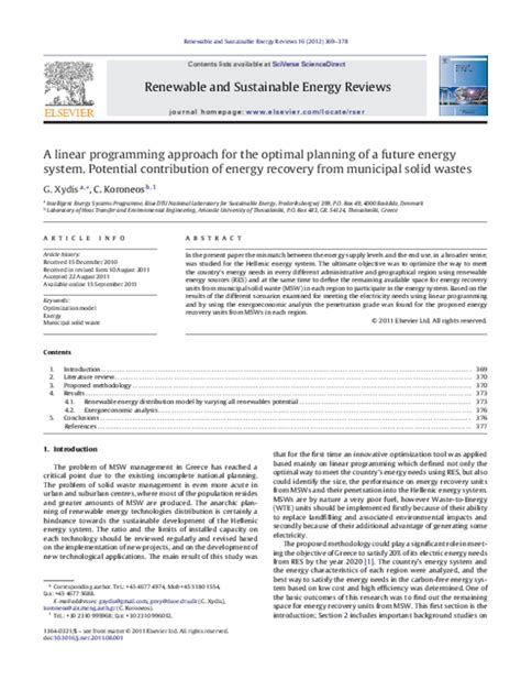 Pdf A Linear Programming Approach For The Optimal Planning Of A
