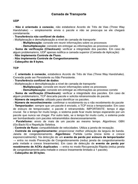 Udp Vs Tcp Pdf Protocolo De Controle De Transmissão Protocolos Da