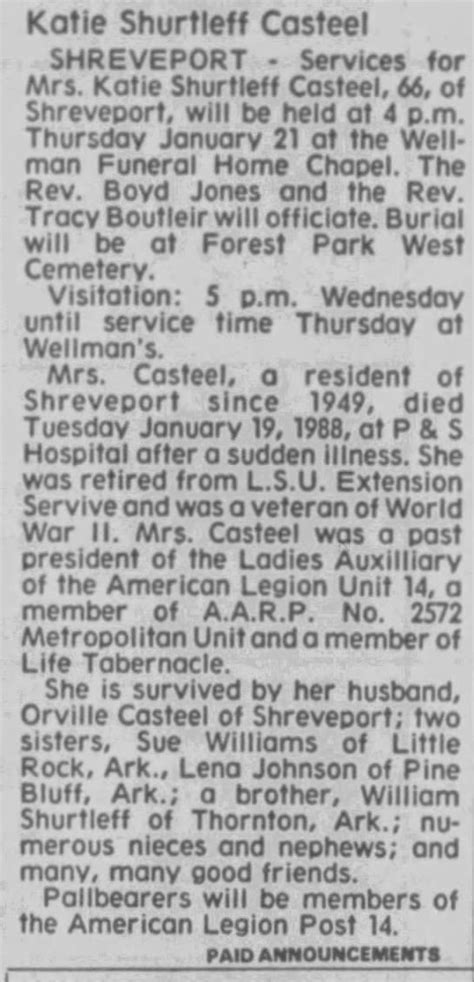 Katie Lee Shurtleff Casteel 1921 1988 Find A Grave Gedenkplek