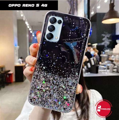 Pochette Oppo Reno Scintillante Brillante Noir Macoque Ma