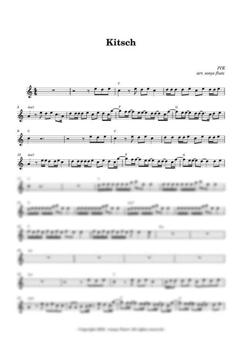악보 Ive 아이브 Kitsch 플룻 쉬운 악보 By Sonye Flute